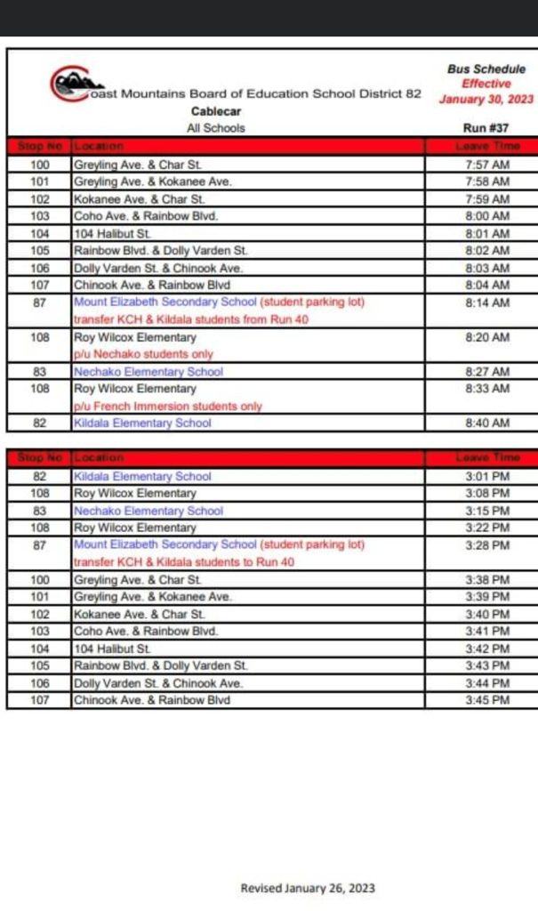 Revised Bus Schedule For Cable Car Riders Run 37 New Stop Added On Revised Bus Schedule For Cable Car Riders Run 37 New Stop Added On